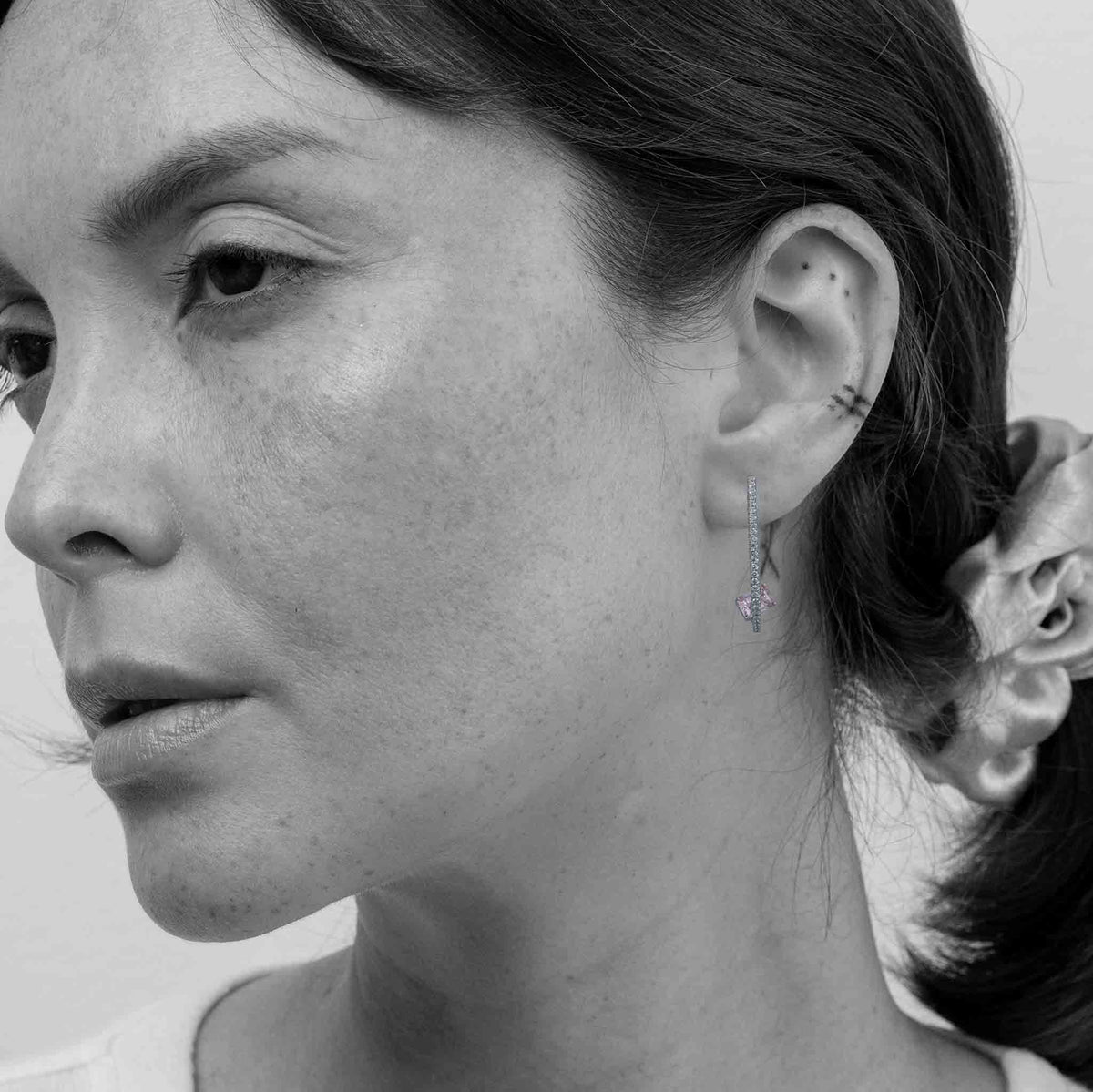 Calder Diamond Half Hoop with Emerald Cut Kunzite – Aum by Paul Syjuco